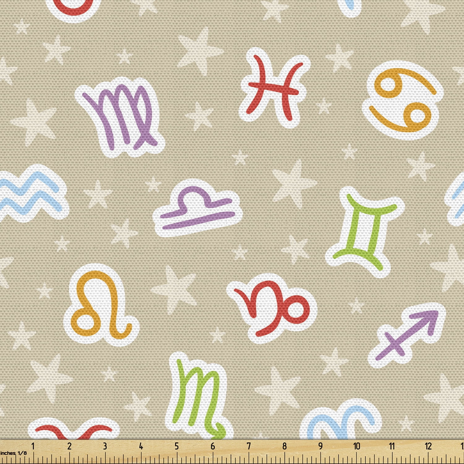 Ambesonne Astrology Fabric by the Yard Upholstery, Colorful Doodle ...