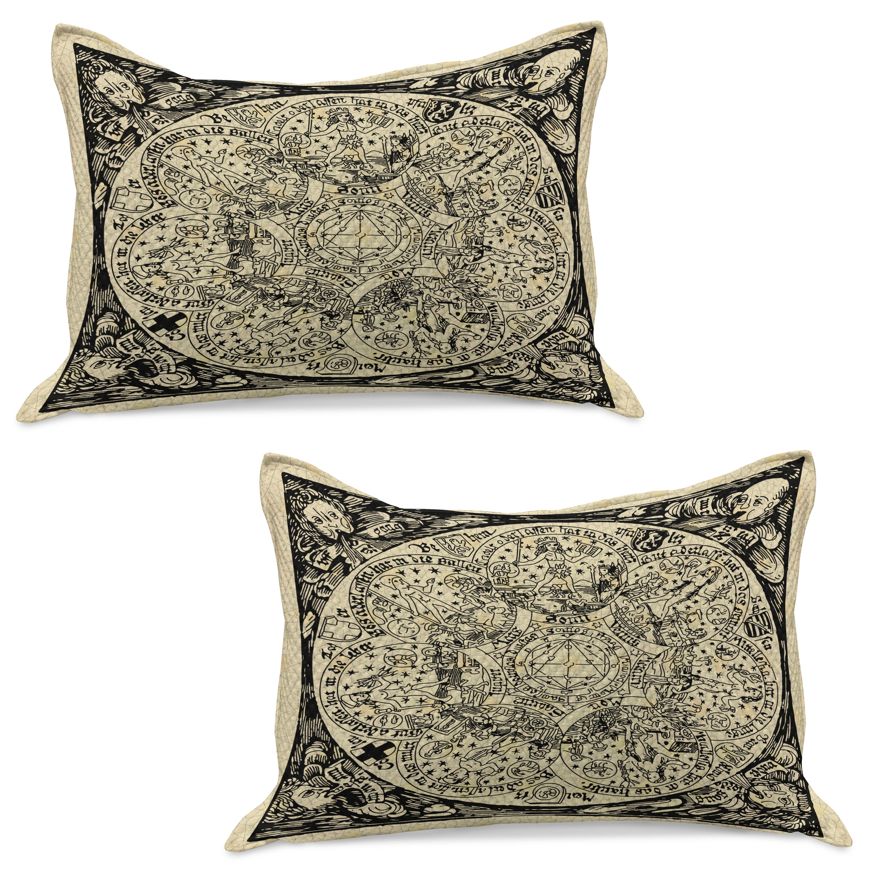 Astrology Knitted Quilt Pillowcover Set of 2, Series of Mystic Esoteric ...