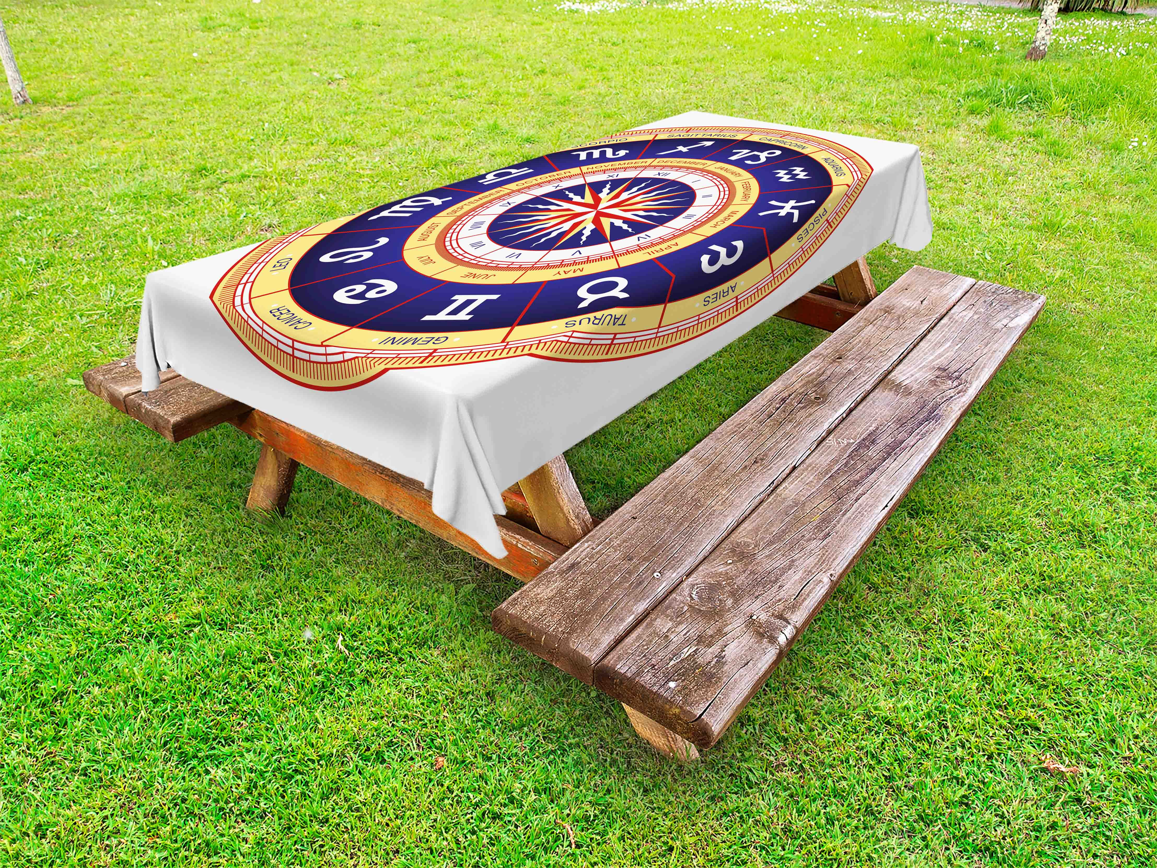 Astrology Outdoor Tablecloth, Astrological Wheel Cancer Leo Virgo Libra ...