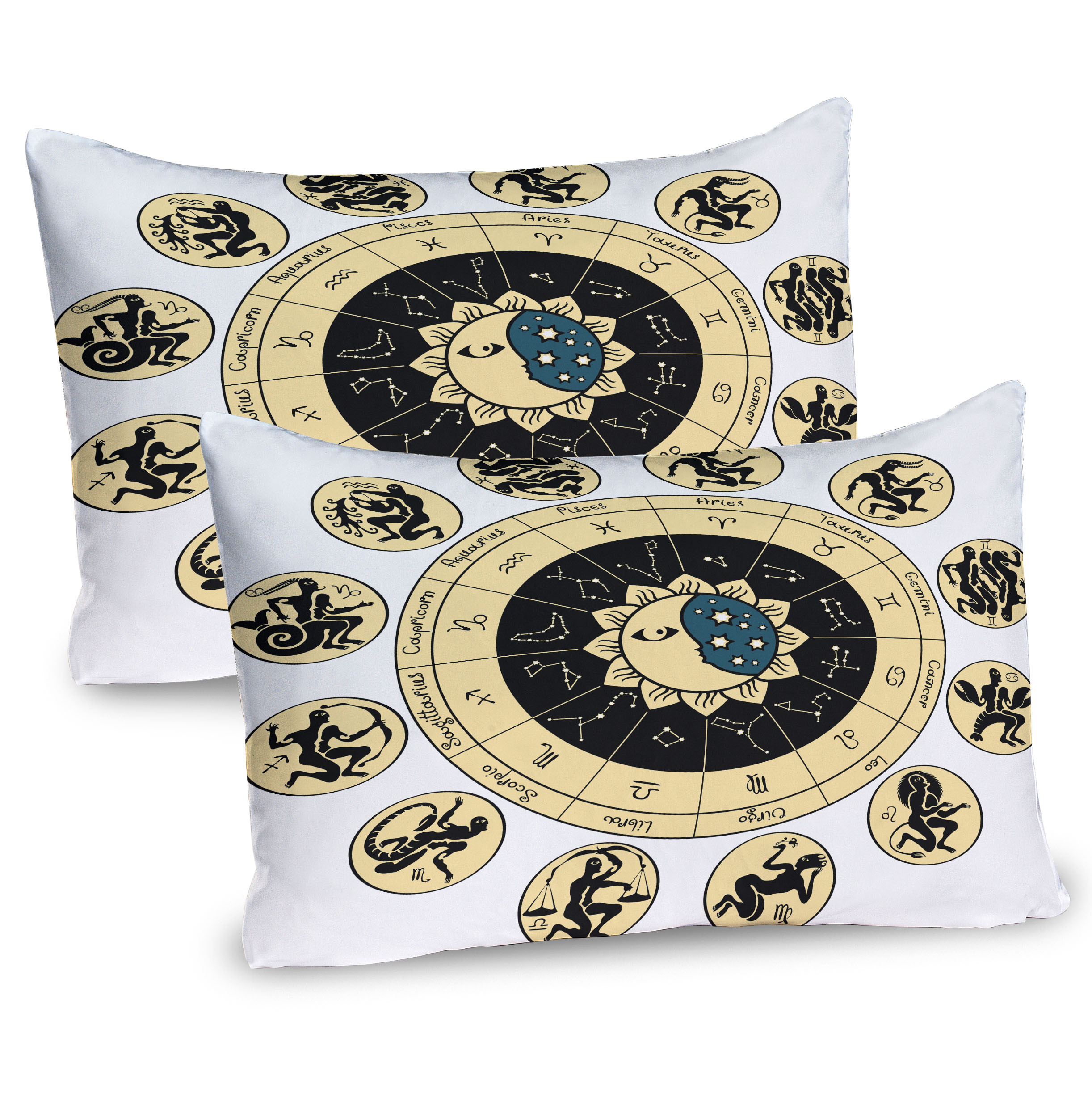 Astrology Pillow Sham Set of 2, Ethnical Tribal Horoscope Chart Signs ...