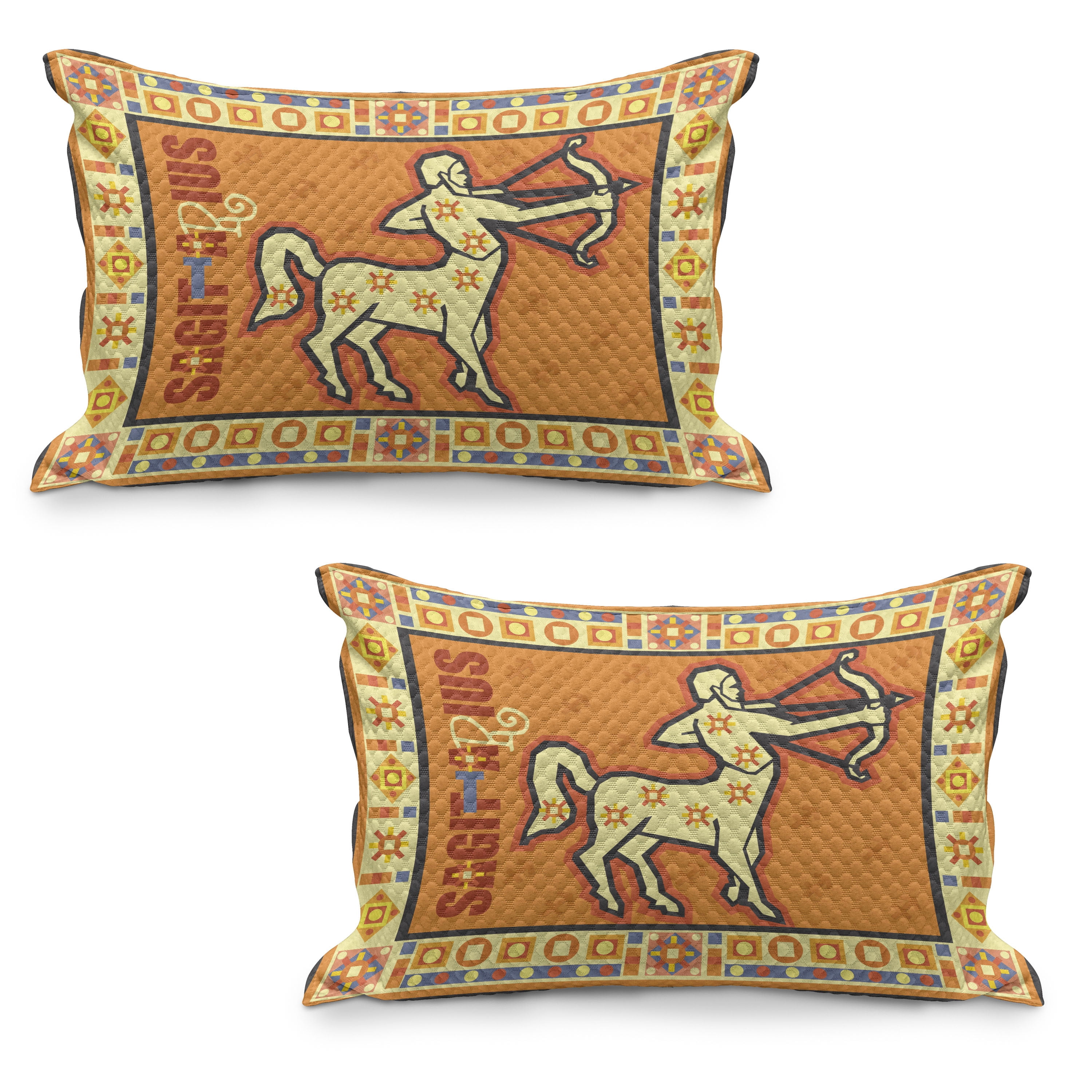 Astrology Quilted Pillowcover Set of 2, Horoscope with Arrow on Mystic ...