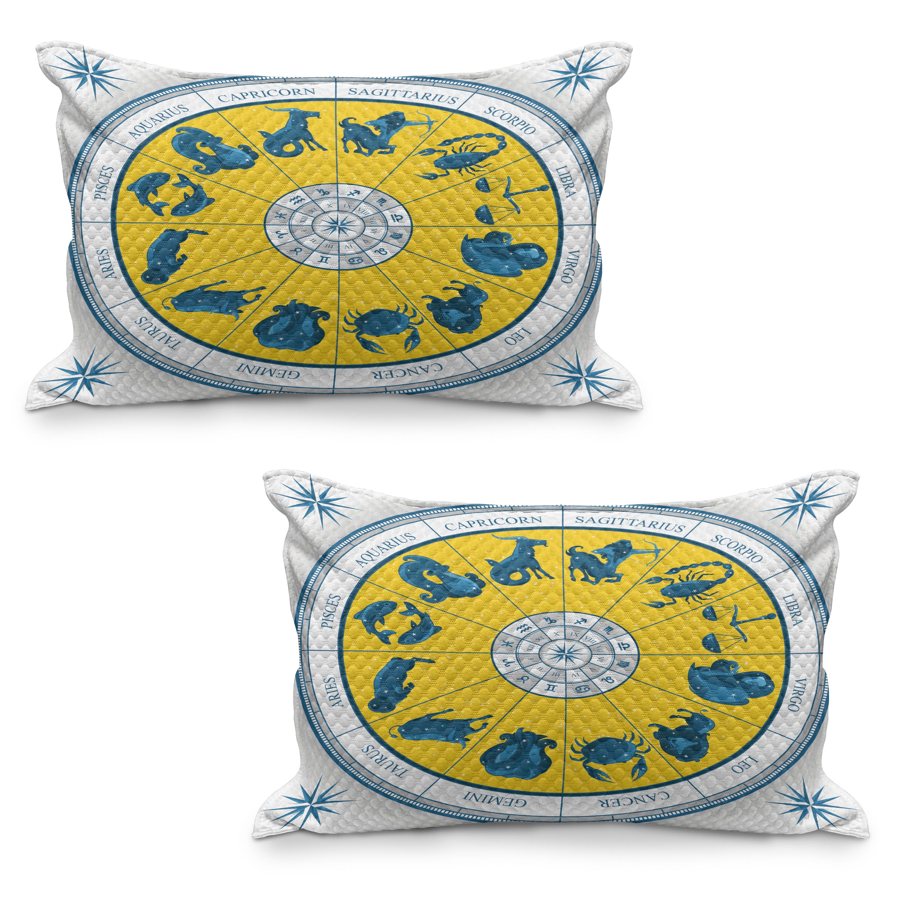 Astrology Quilted Pillowcover Set of 2, Modern Original Zodiac Natal ...