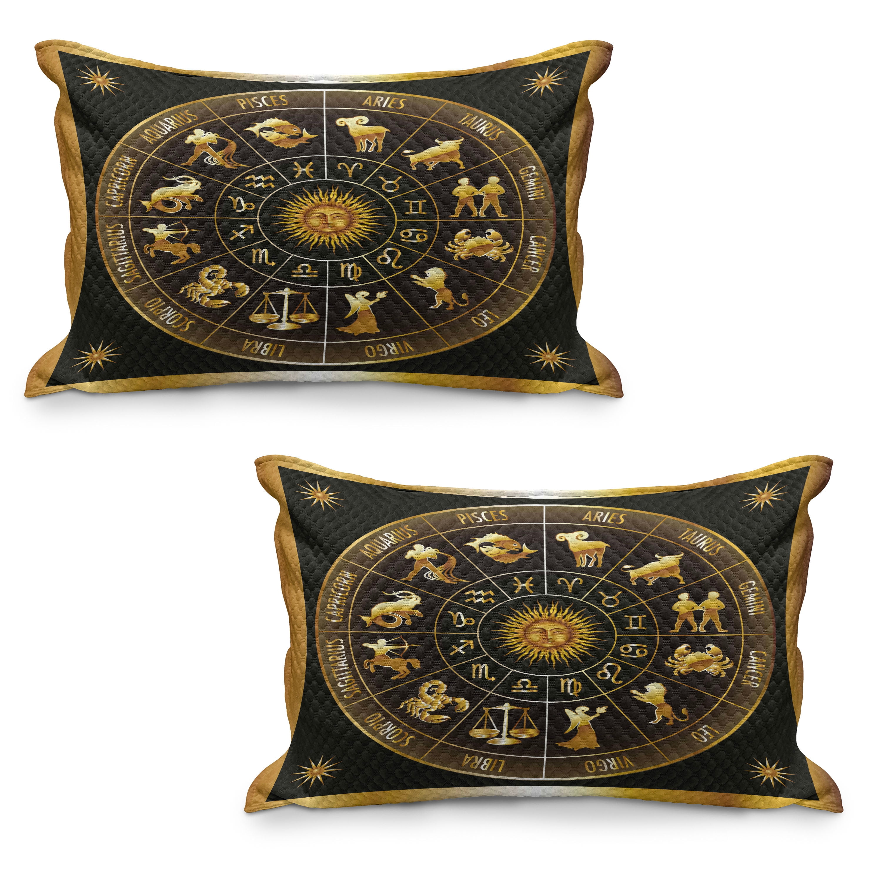 Astrology Quilted Pillowcover Set of 2, Wheel Zodiac Constellation ...
