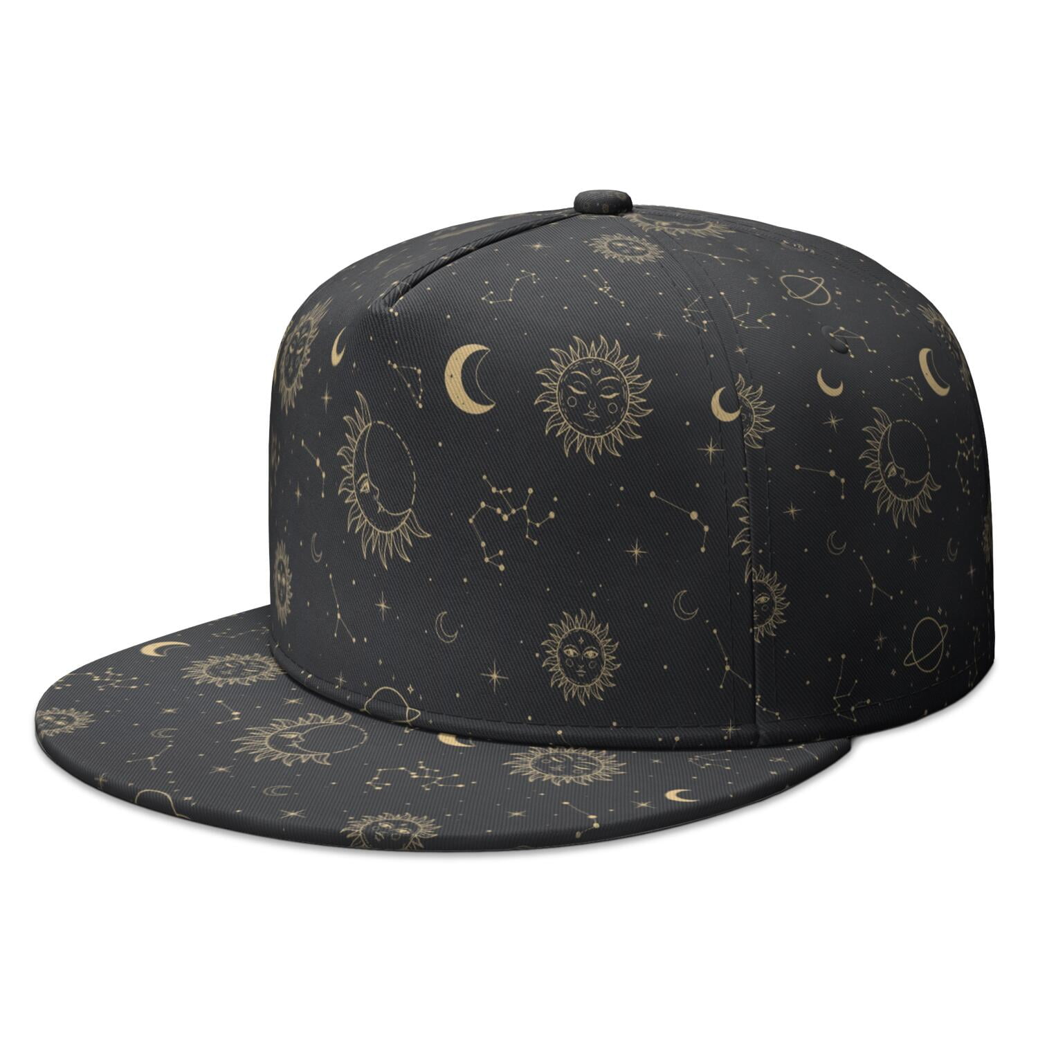 Astrology Sun Moon Snapback Hat - Gothic Flat Brim Adjustable Cap with ...