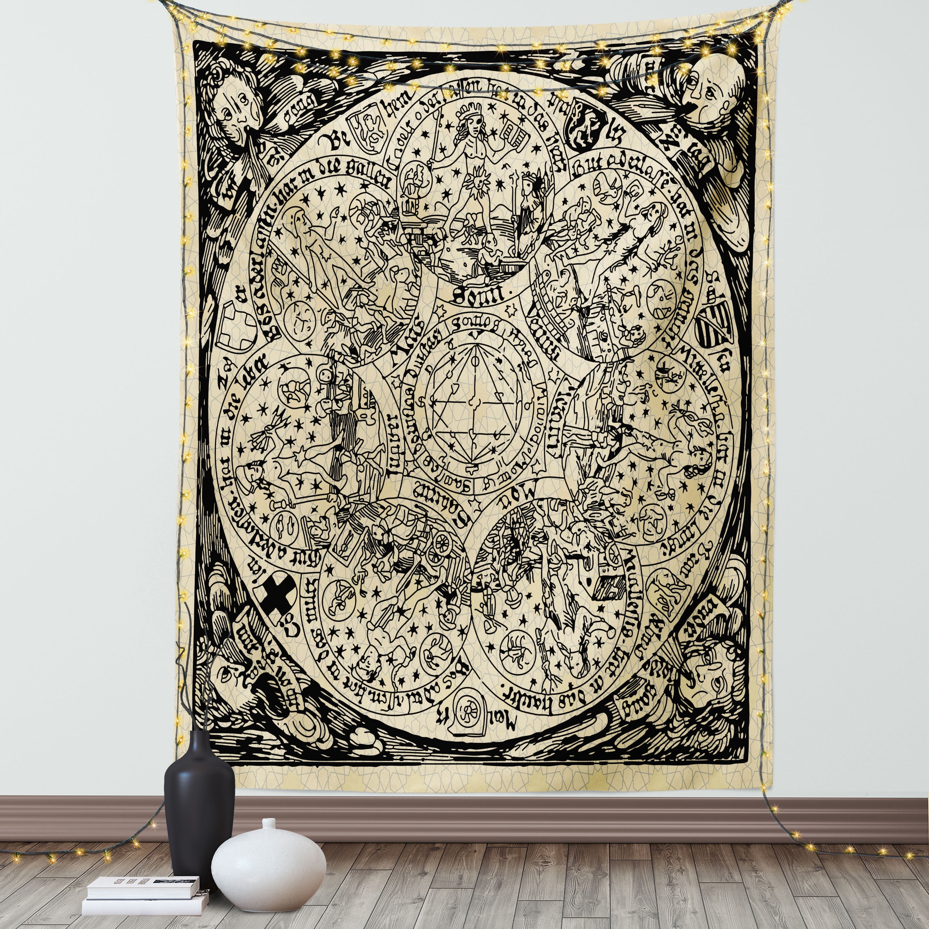Astrology Tapestry, Series of Ancient Mystic Esoteric Old Map with Man ...
