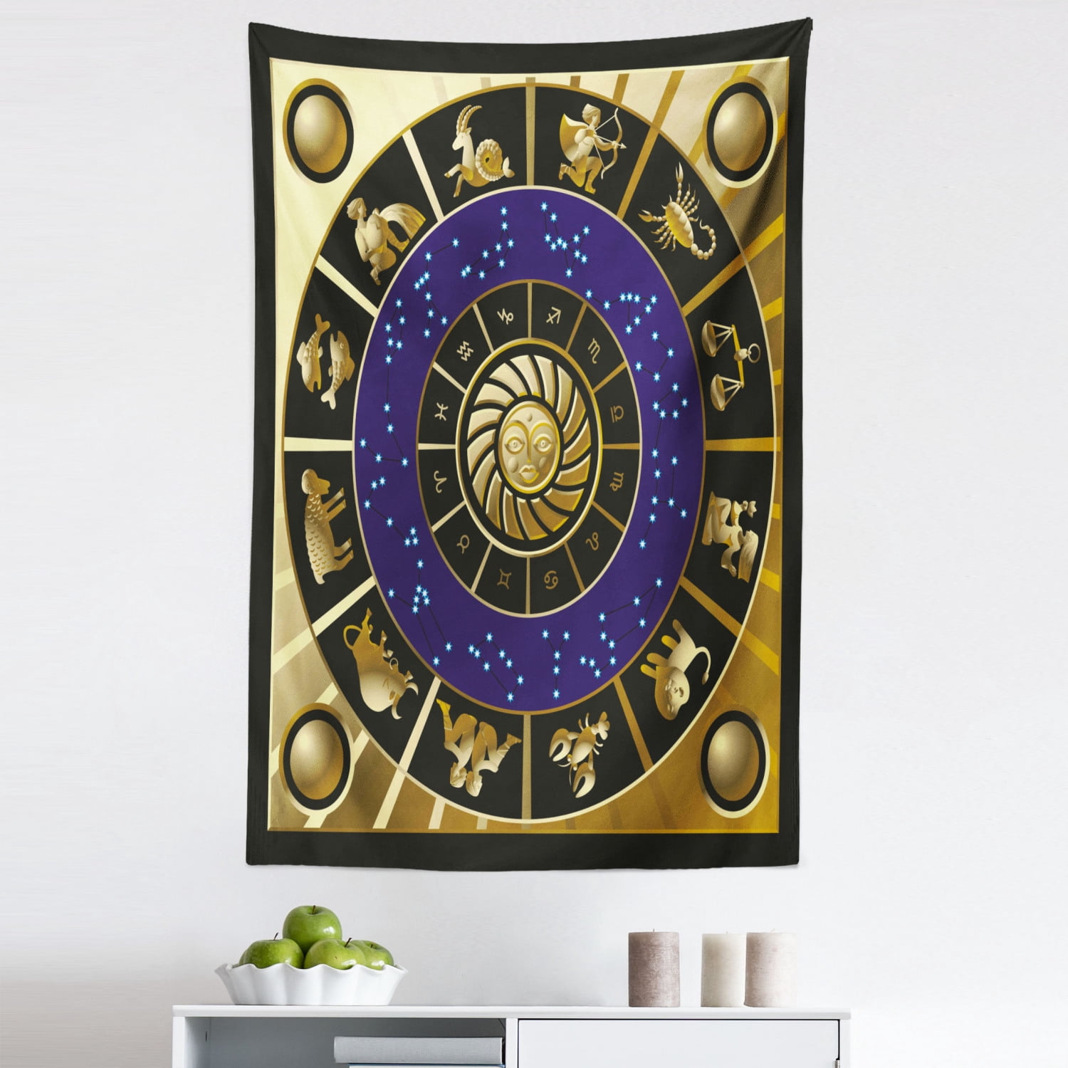 Astrology Tapestry, Square Shape Inner Details Zodiac Horoscope and ...