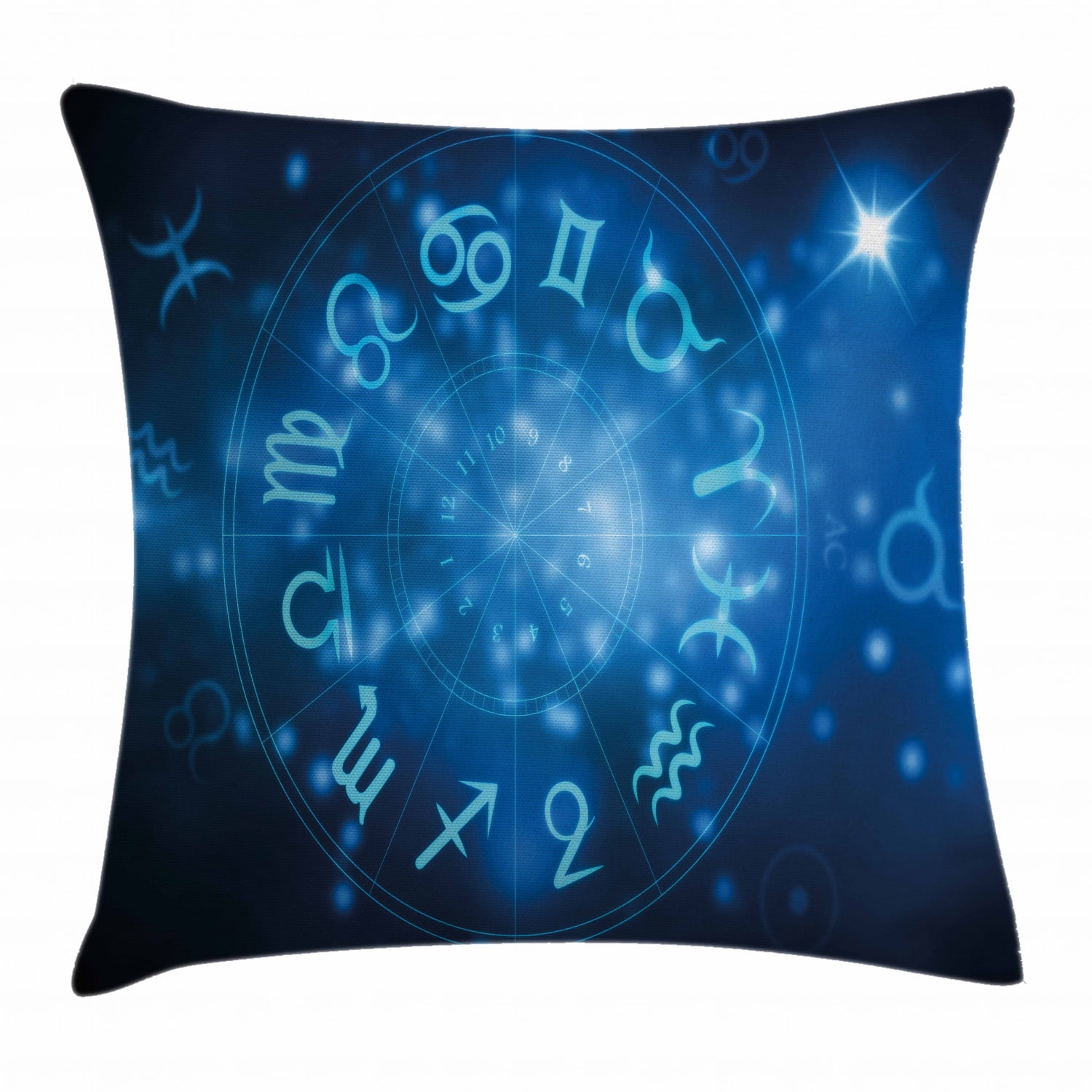 Astrology Throw Pillow Cushion Cover, Abstract Horoscope Wheel with ...