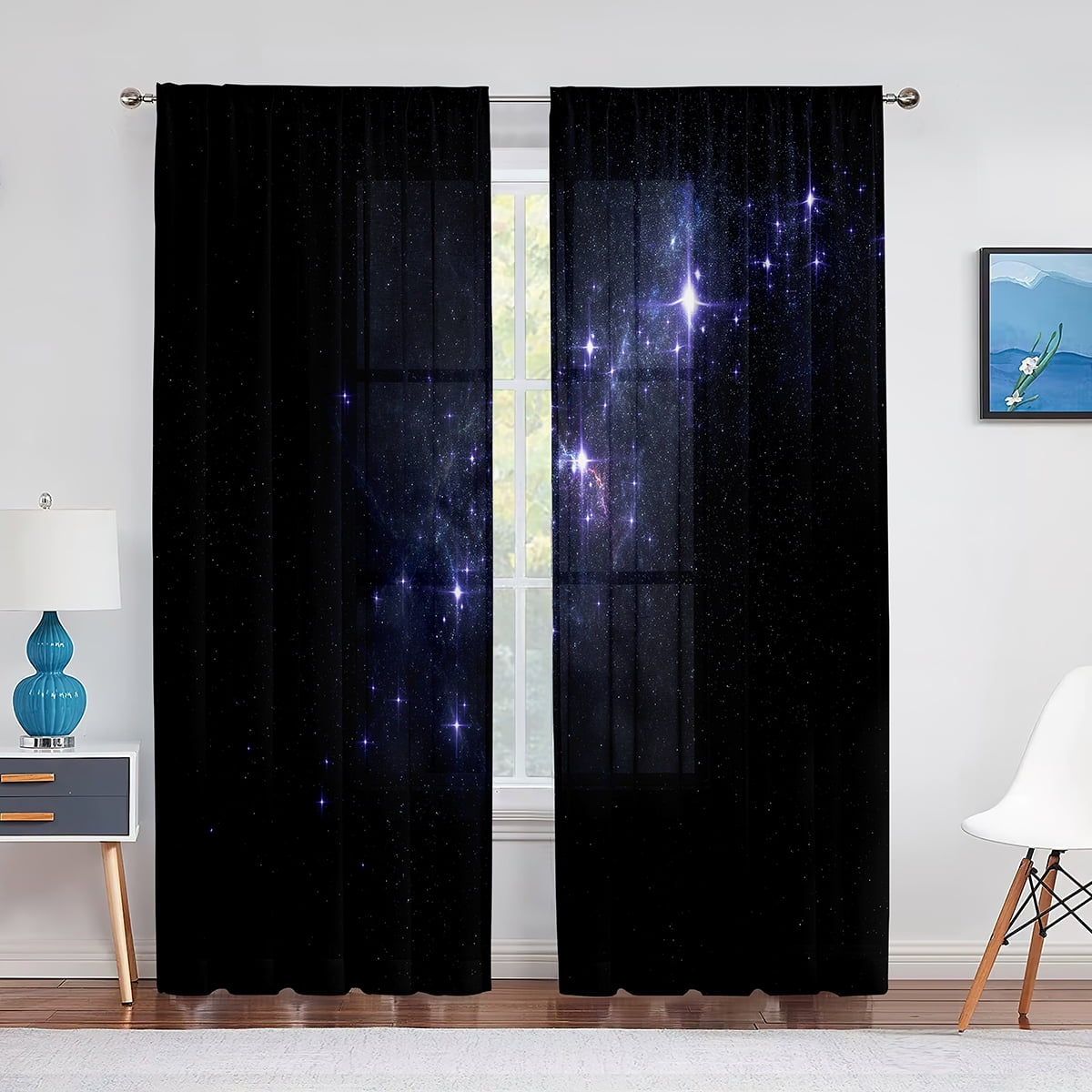 Astrology Tulle Curtains tellation of Zodiac and Planets Window Sheer ...