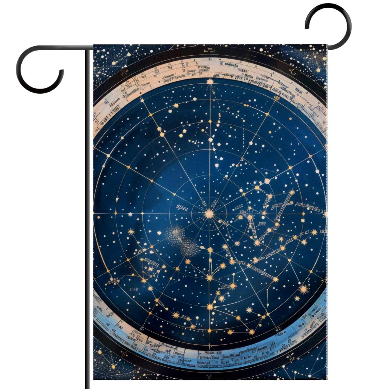 Astrology Wheel with Zodiac Signs Constellation Map Double Sided Garden ...