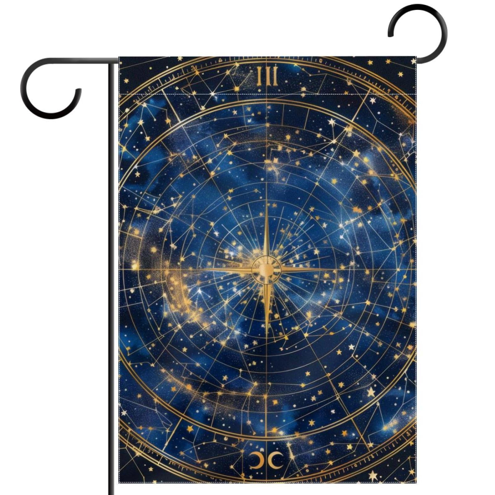 Astrology Wheel with Zodiac Signs Garden Flag Double Sided House Flag ...