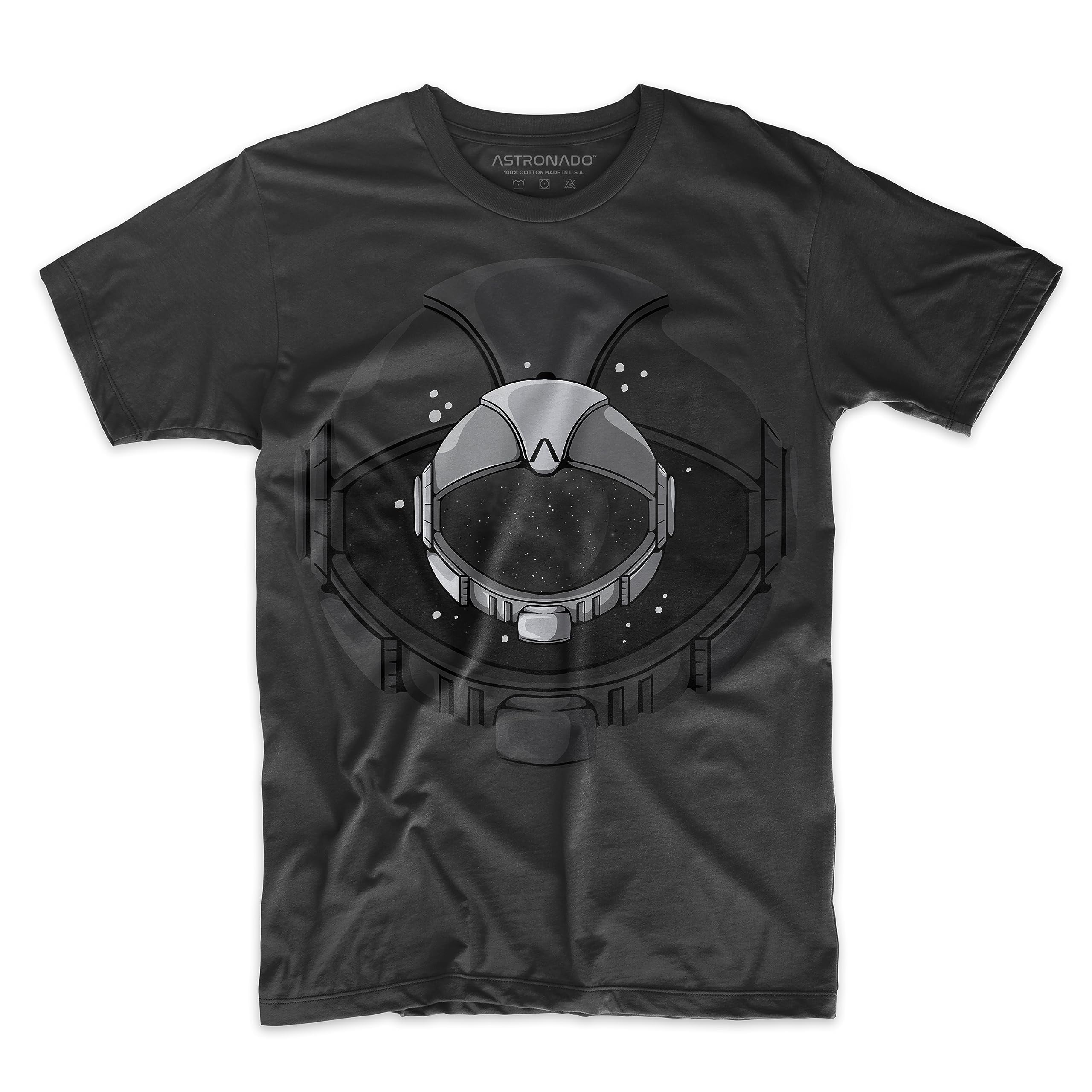Astronado Cosmic Astronaut Graphic T-Shirt, Space-Themed Short Sleeve Tee - Space Shadow Black ...