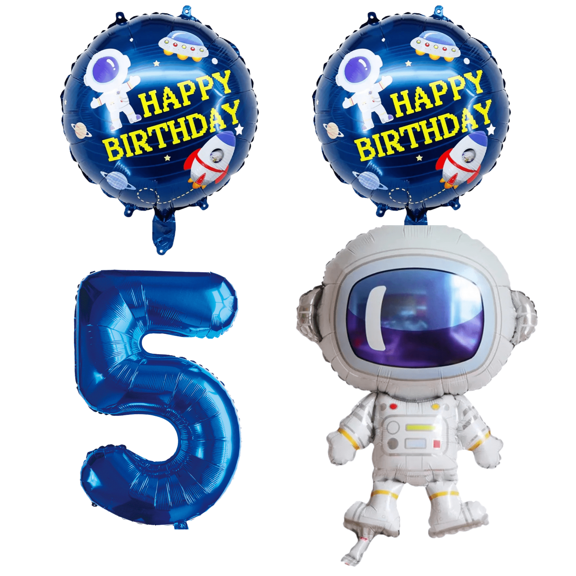 Astronaut 5th Birthday Party Balloons Kit Blue Foil Number - Walmart.com