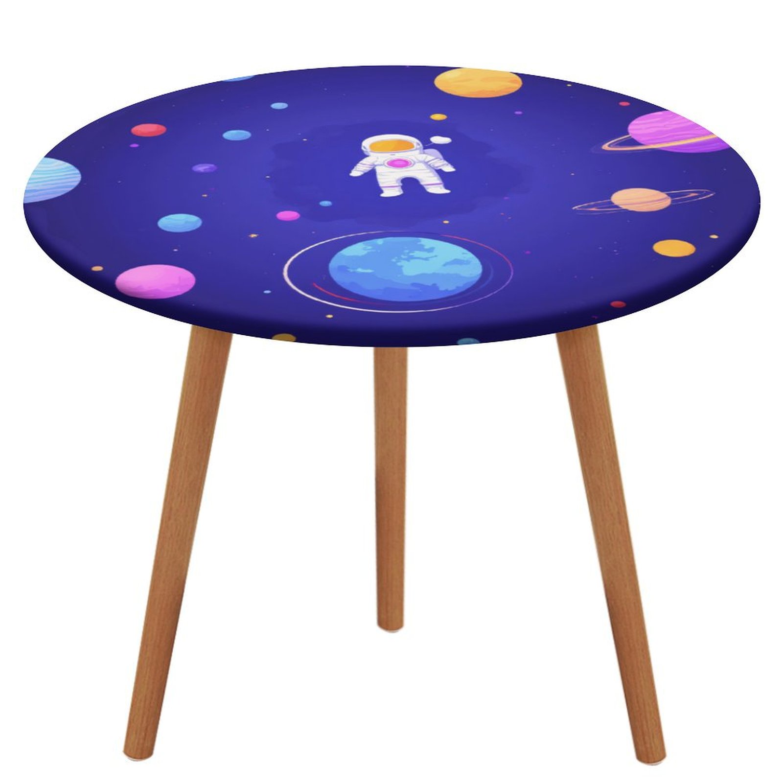 Astronaut Among Planets-1 Pattern Round Tablecloth Waterproof Elastic ...