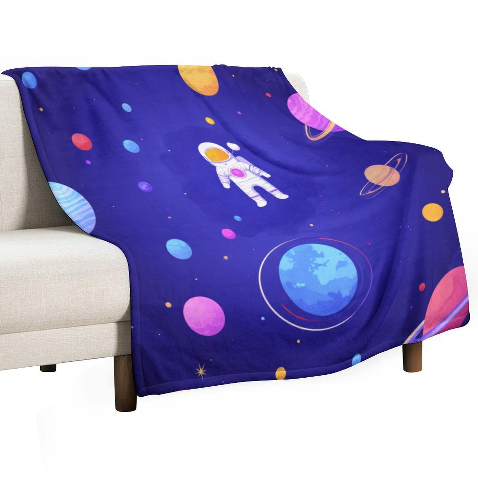 Astronaut Among Planets Blanket Soft Throw Warm Lightweight Plush ...