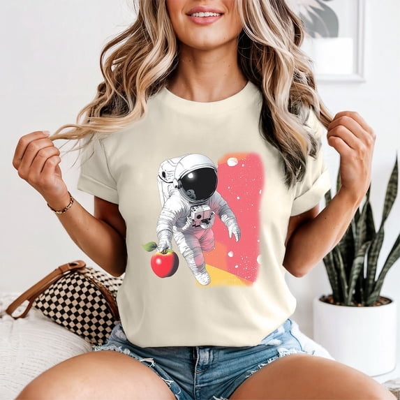 Astronaut Apple Space Exploration Womens Graphic Tee - Walmart.com