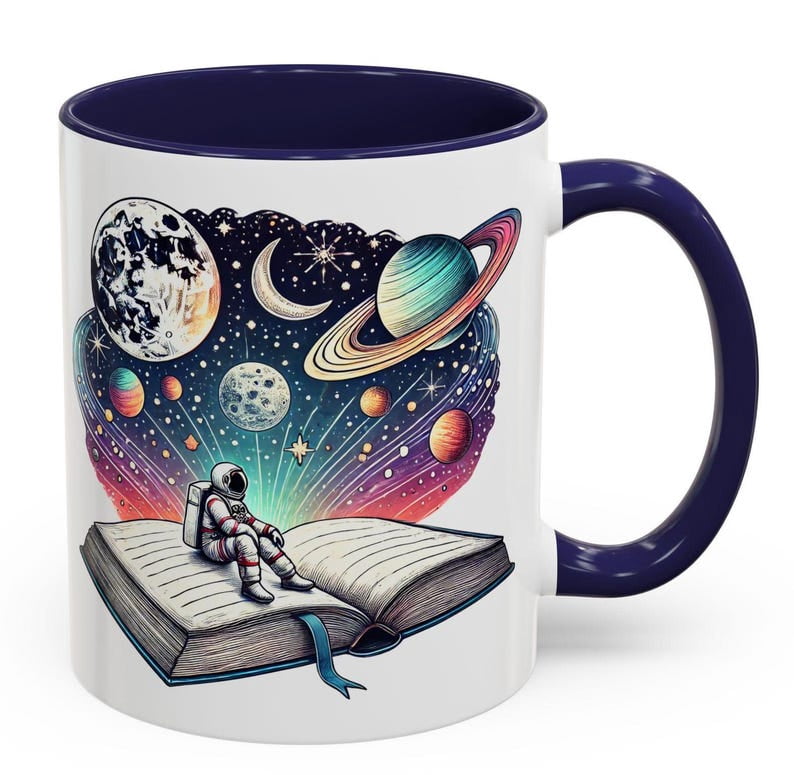 Astronaut B1Ook Galaxy Mug,Surreal CoS1Mic Coffee Cup,SciFi Space Art ...