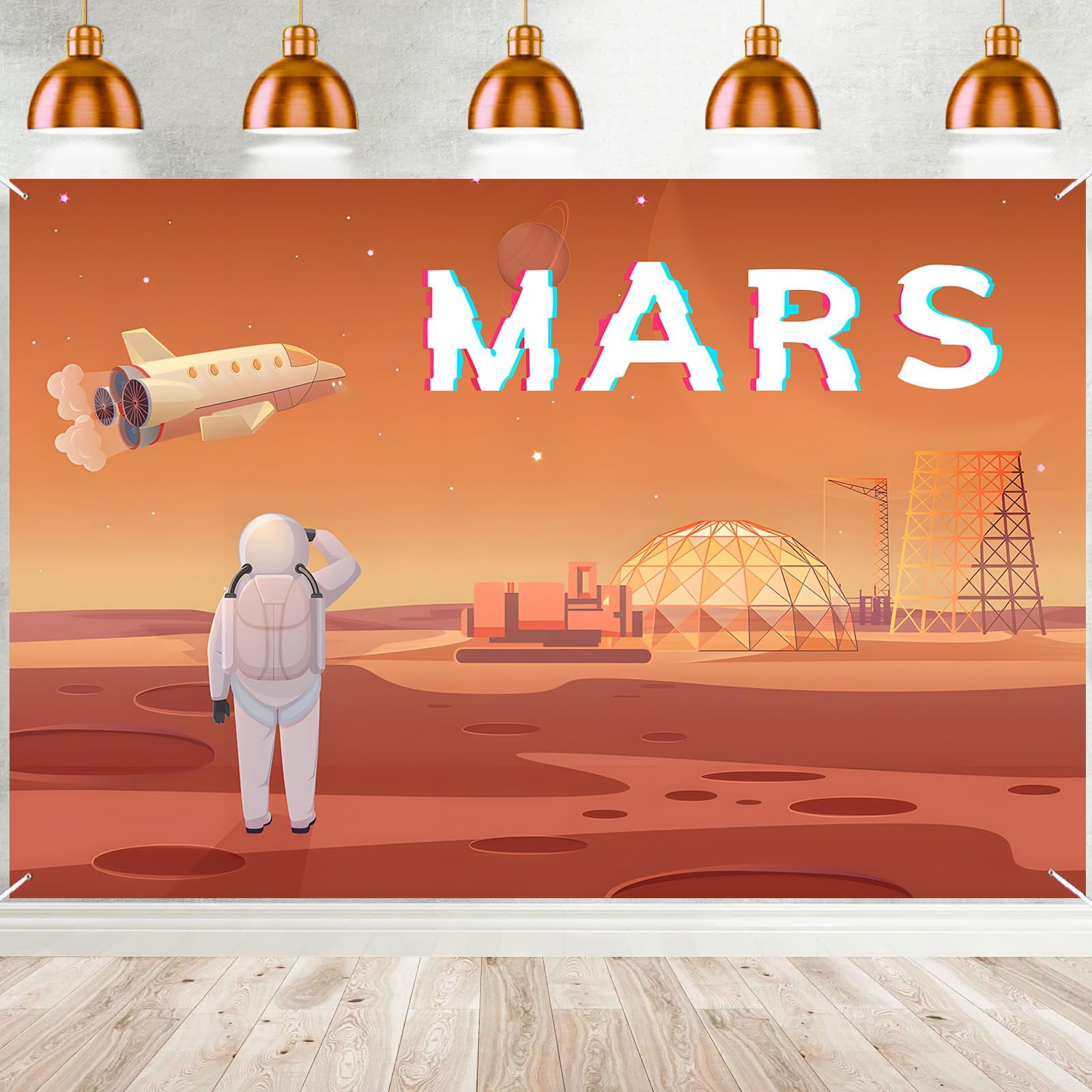 Astronaut Banner Outer Space Mars Surface Banner Backdrop Decorations ...