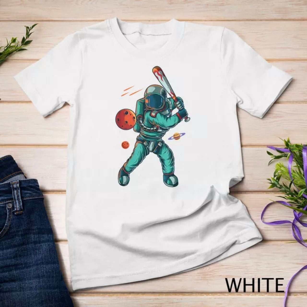 Astronaut Baseball Softball Strike Planet Moon Landing Unisex S-5XL T ...