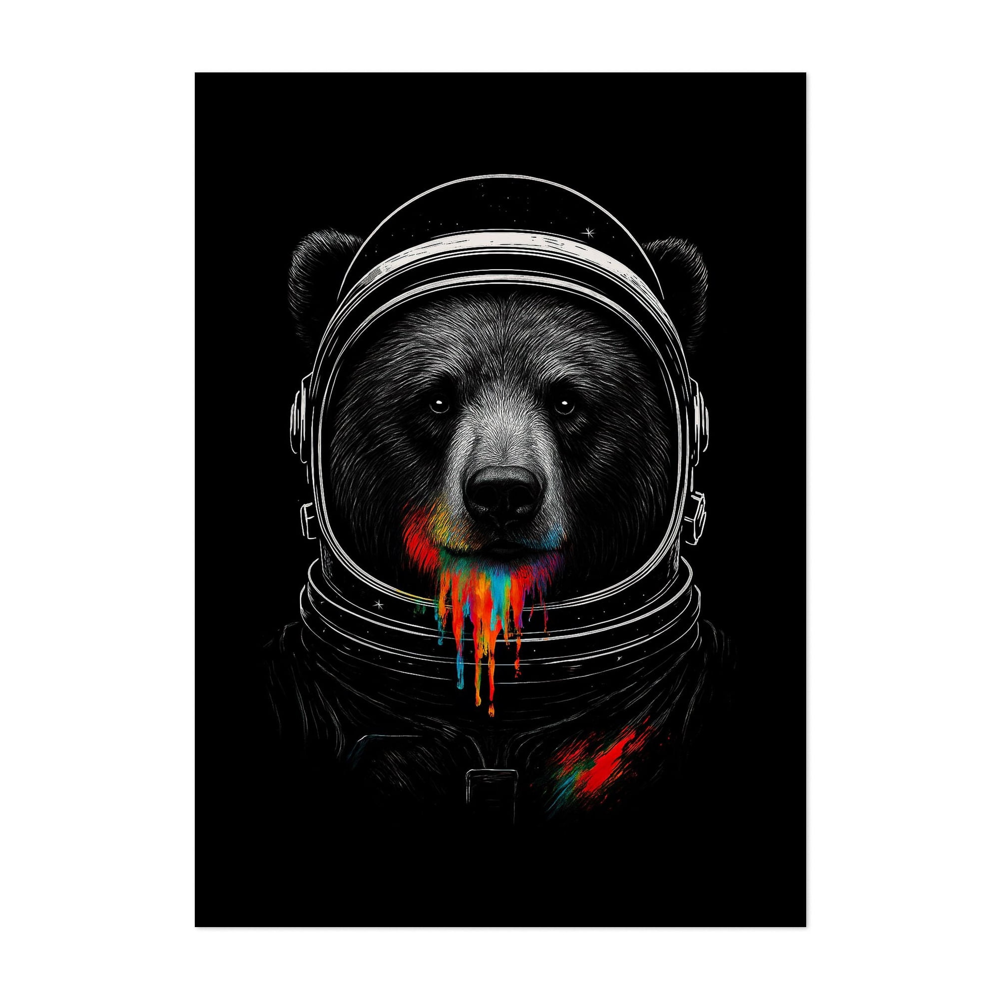Astronaut Bear with Neon Paint Drips – Cosmic Animal Art - Digital Art ...
