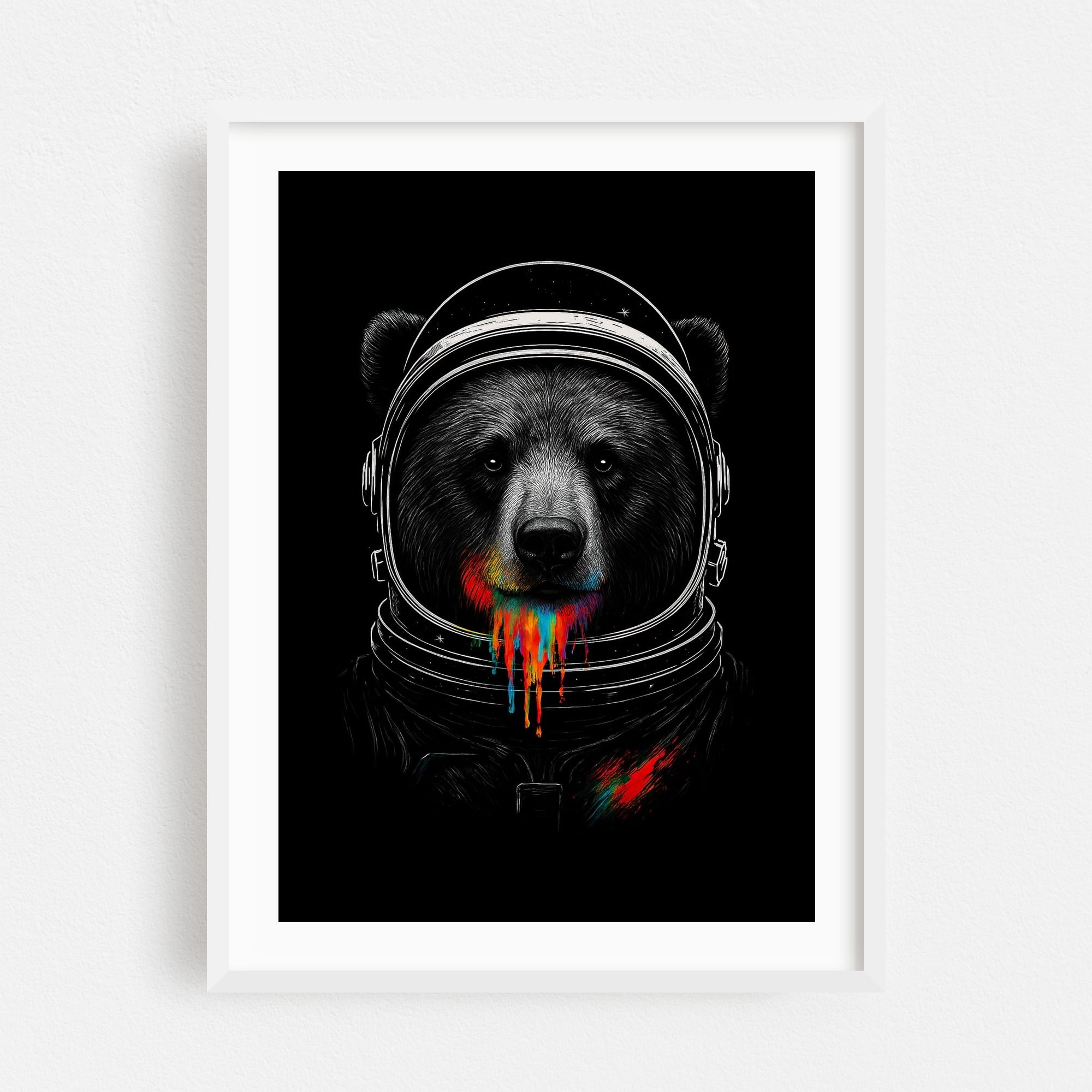 Astronaut Bear with Neon Paint Drips – Cosmic Animal Art - Digital Art ...