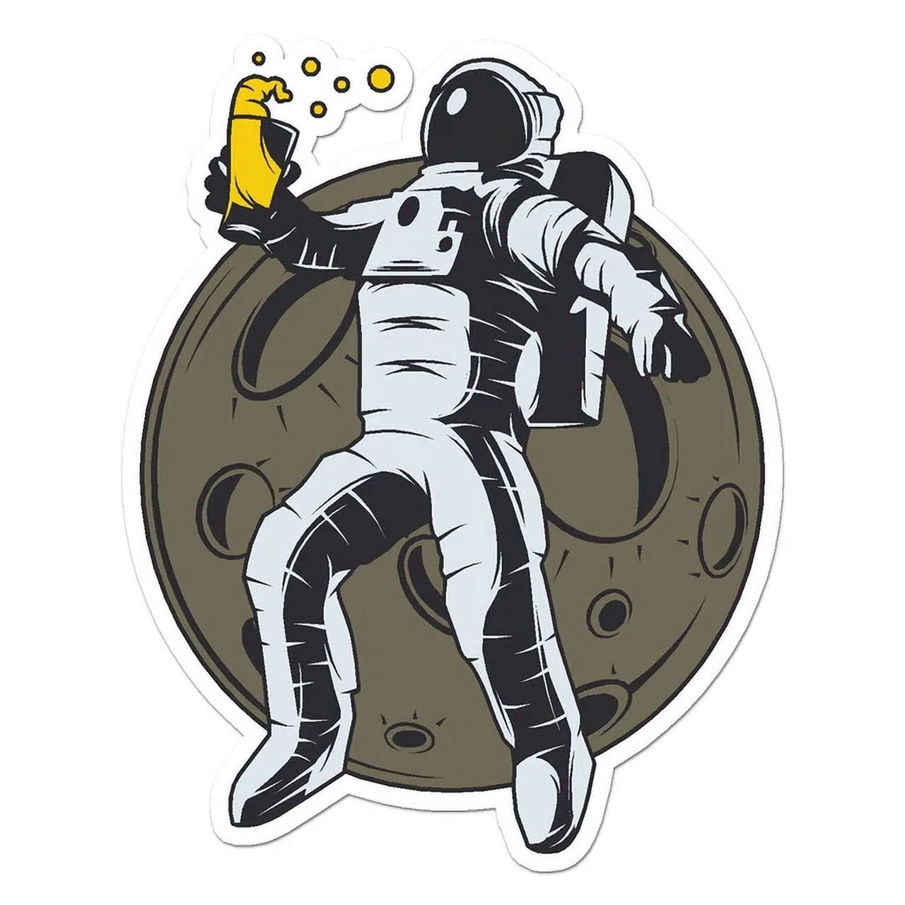 Astronaut Beer Moon Sticker Phone Decal Water Bottle Stickers Car ...