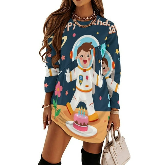Astronaut Birthday Cake Space Fun Loose Dress Evening Dress Summer ...