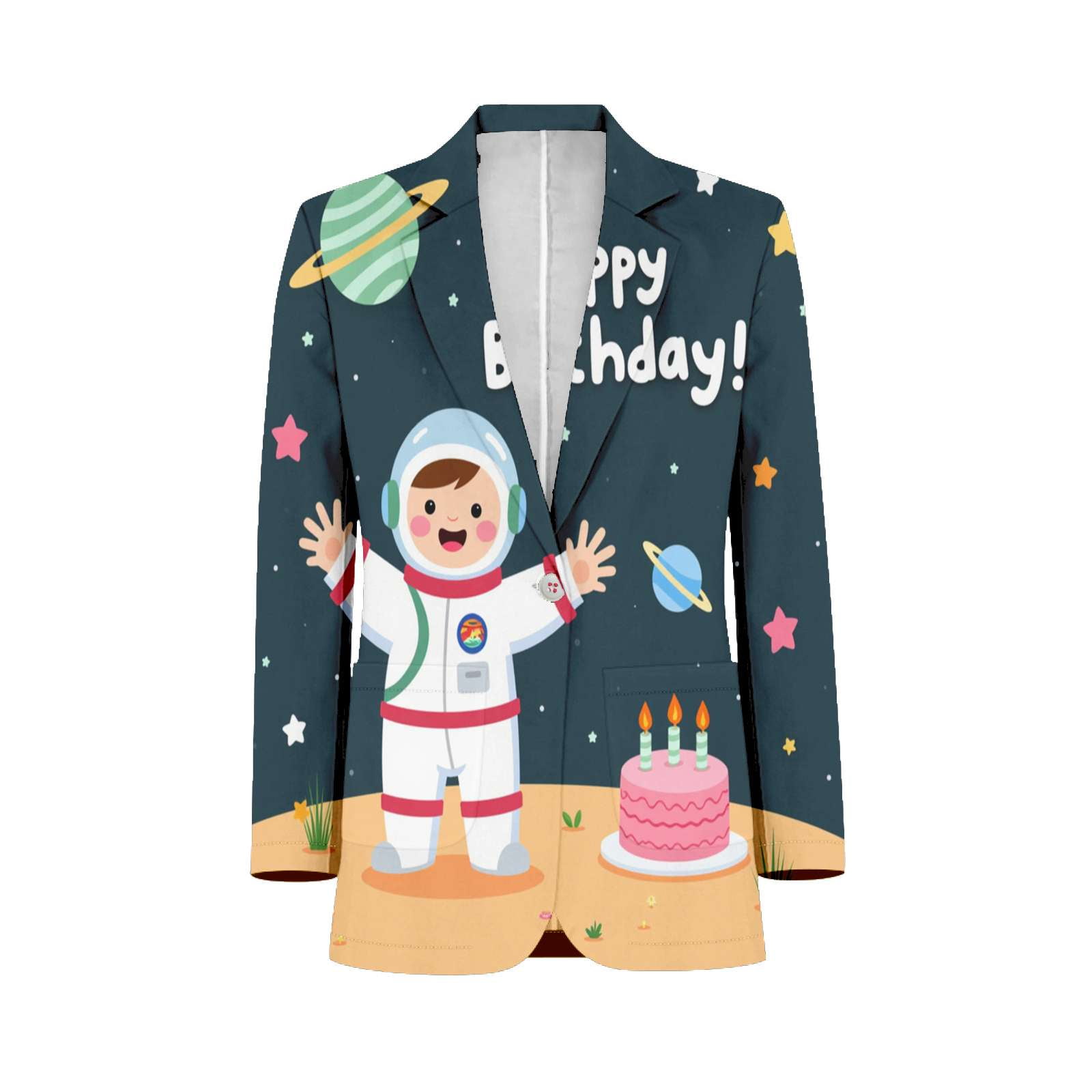 Astronaut Birthday In Space Mens Suits Shawl Collar Slim Fit Suit Mens ...