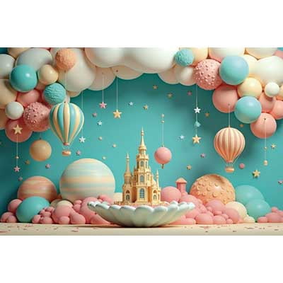 Astronaut Birthday Photography Background 3D Cartoon Interstellar ...