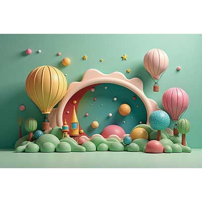 Astronaut Birthday Photography Background 3D Cartoon Interstellar ...