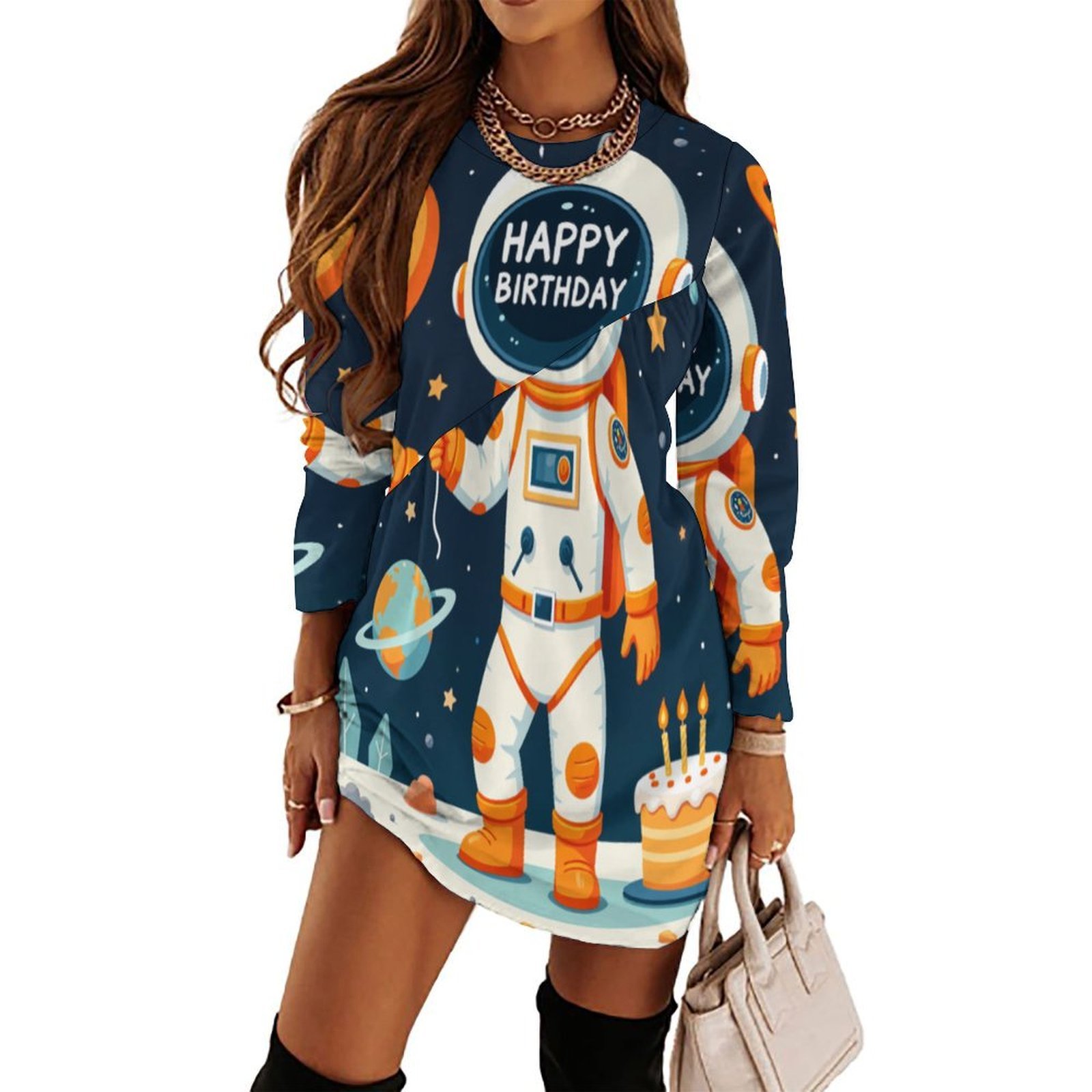 Astronaut Birthday in Outer Space Loose Dress Evening Dress Summer ...