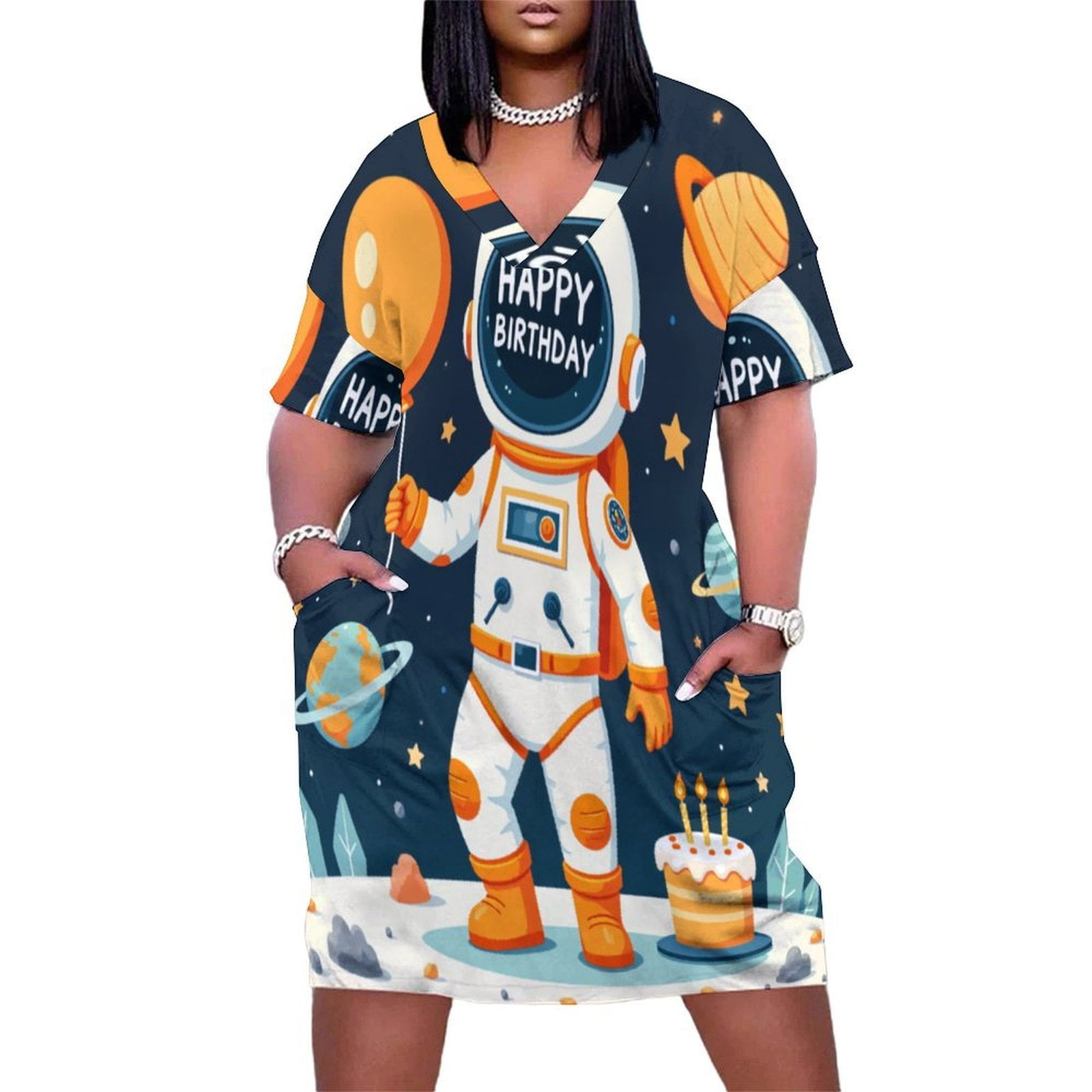Astronaut Birthday in Outer Space Loose Pocket Dress Dresses Summer ...