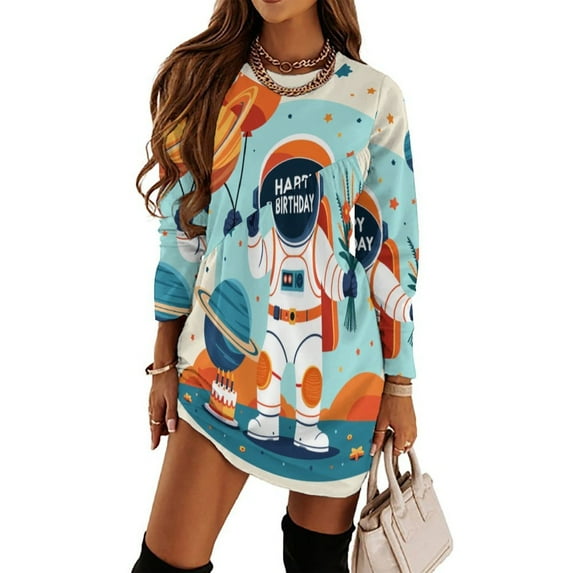 Astronaut Birthday in Space Loose Dress Evening Dress Summer Dresses ...