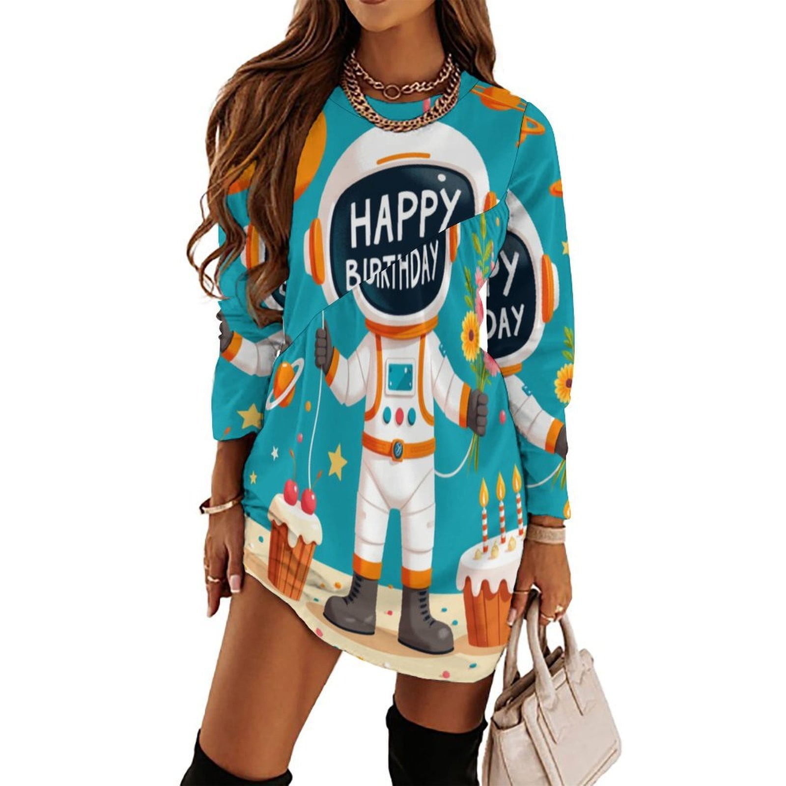 Astronaut Birthday in Space Loose Dress Evening Dress Summer Dresses ...