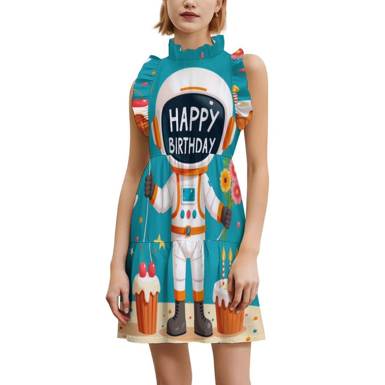 Astronaut Birthday in Space Women's Fashion Casual Dress Summer Stand ...