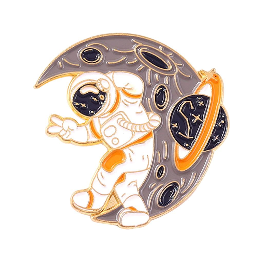 Astronaut Brooch Space Badge Lapel Pins Enamel Pin for Bag Jacket ...