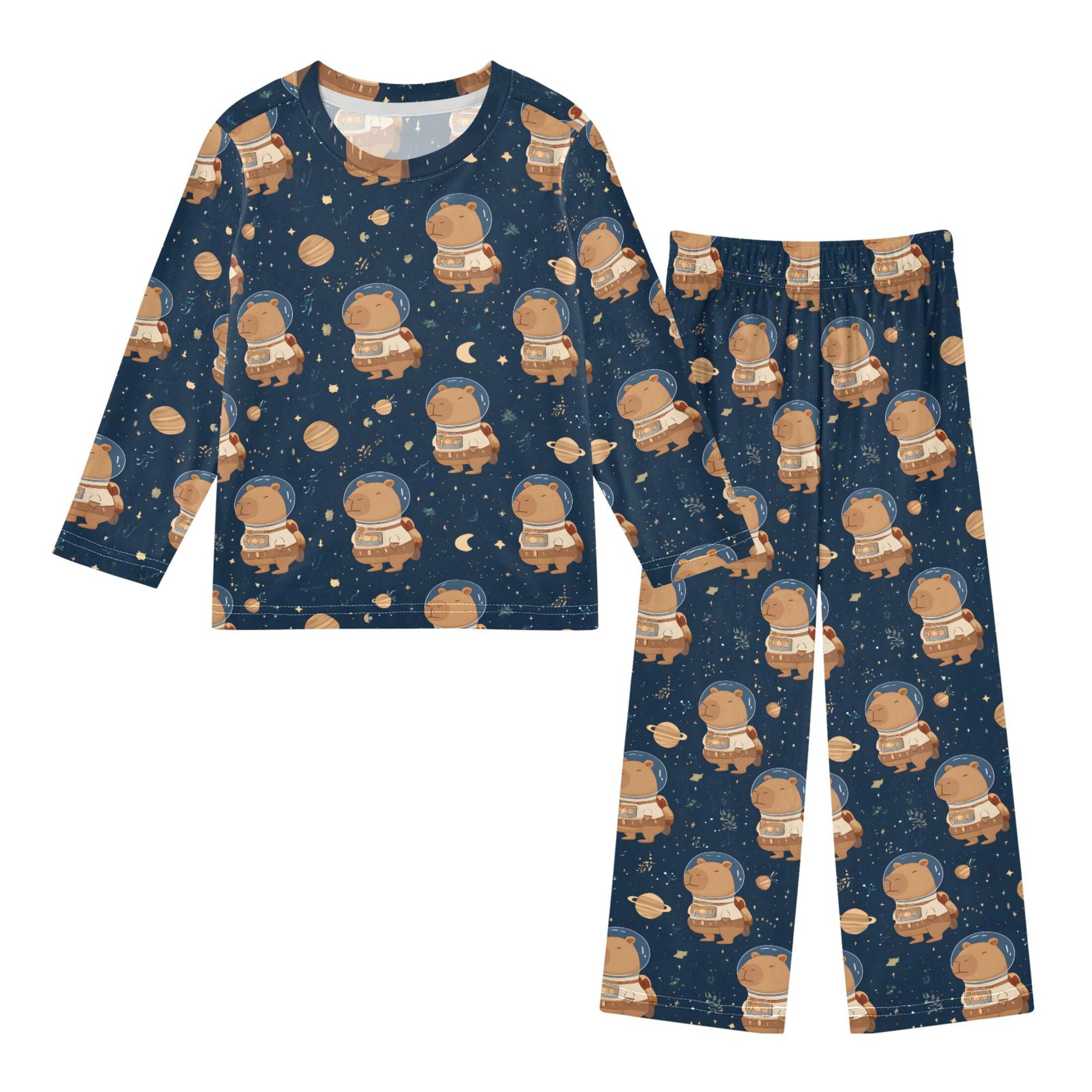Astronaut Capybara Cozy Soft Long Sleeves Top and Pants 2 Piece Cool ...