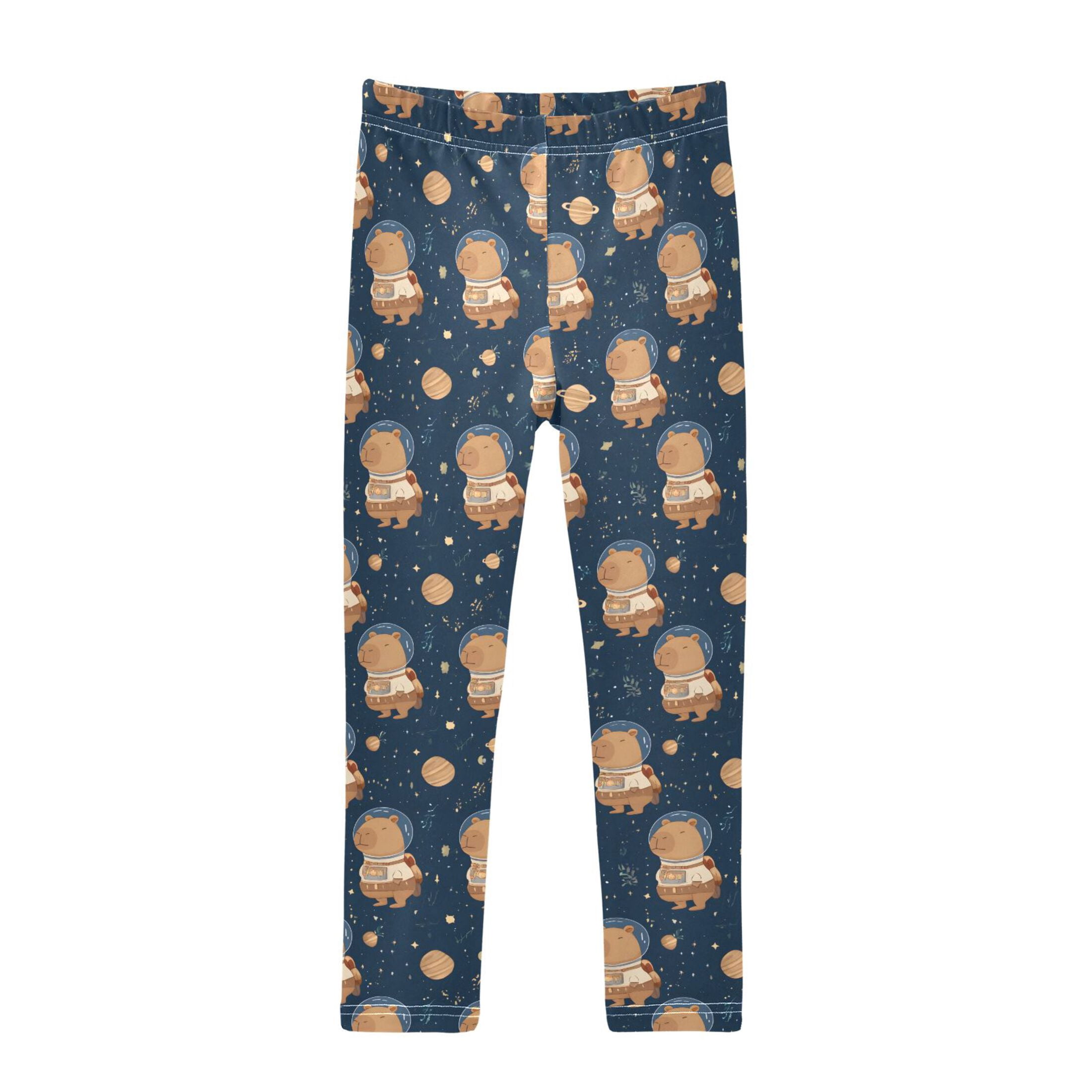 Astronaut Capybara Printed Leggings Yoga Pants for in 4t to 10t ...
