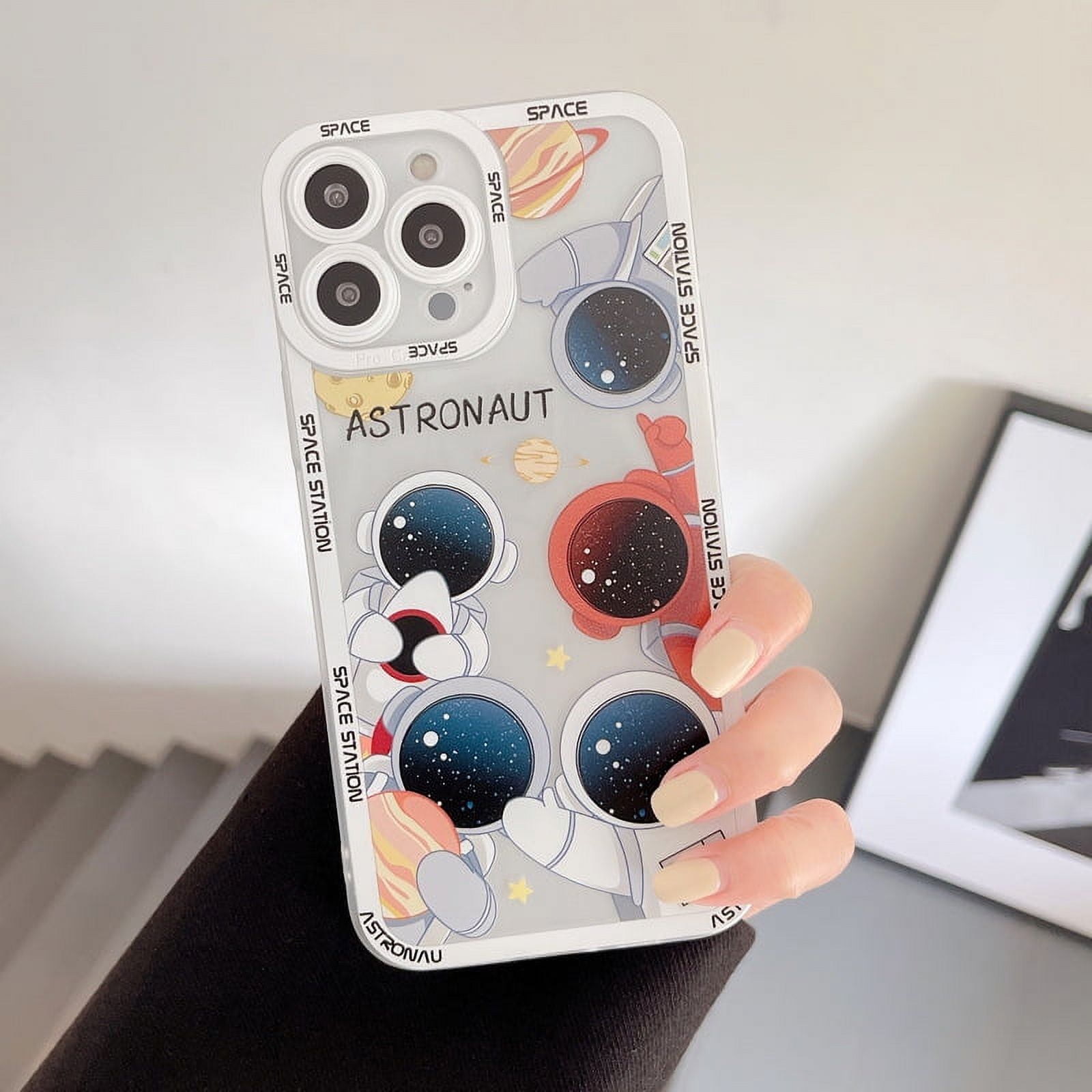 Astronaut Case Compatible with iPhone 13 Cute Clear Shockproof Slim Bumper Case for Boys Girls ...