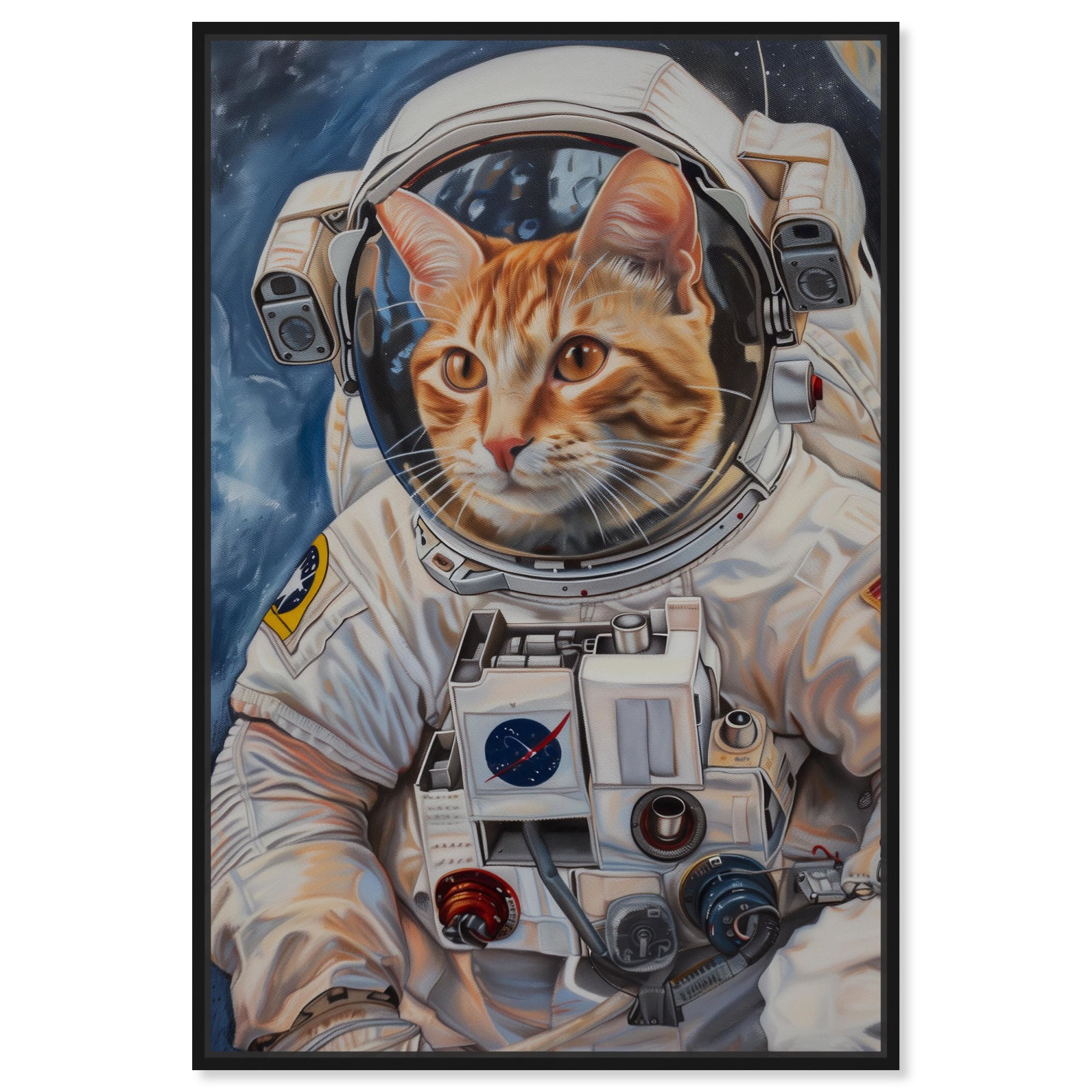 Astronaut Cat Canvas Quirky Cat Art Prints By Notoriart, Black Frame ...