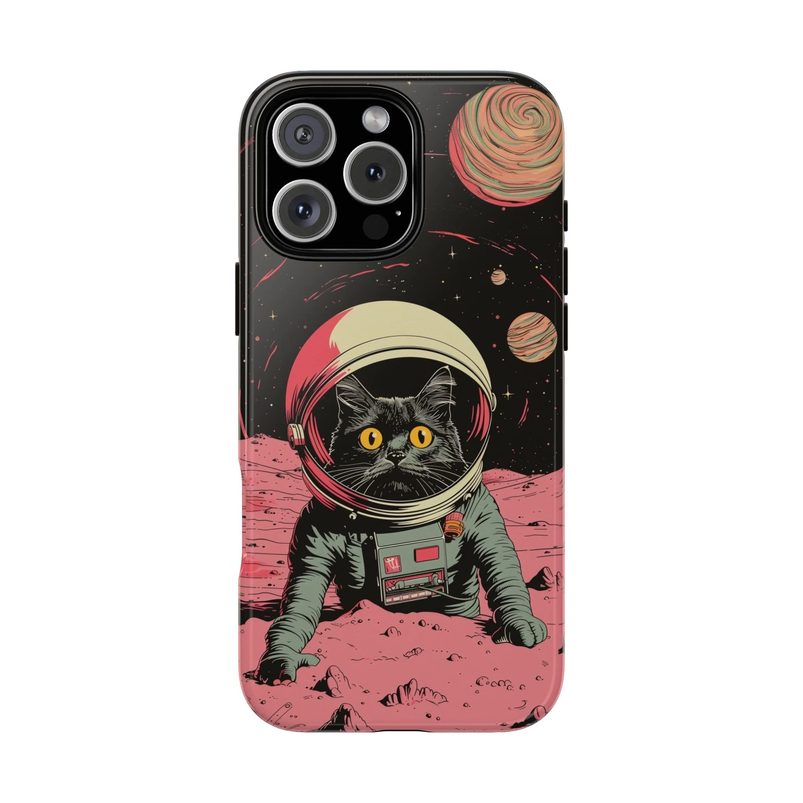 Astronaut Cat Retro Space Adventure Phone Case with iPhone 17 through ...