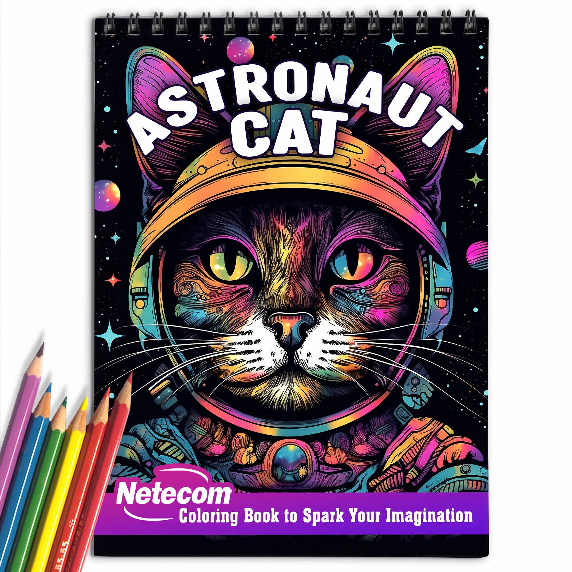 Astronaut Cat Spiral Bound Coloring Book, Blast off into Coloring ...