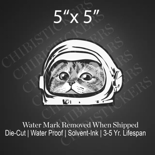 Astronaut Cat Sticker Vinyl Sticker Waterproof Car Decal Space Grey Cat ...