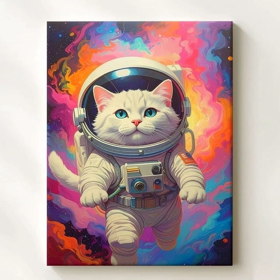 Astronaut Cat White Feline Space Explorer Wall Art Some Explorers Wear ...