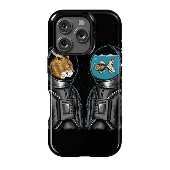 Astronaut Cat and Fish Space Art iPhone Tough Case for iPhone 17 16 15 ...