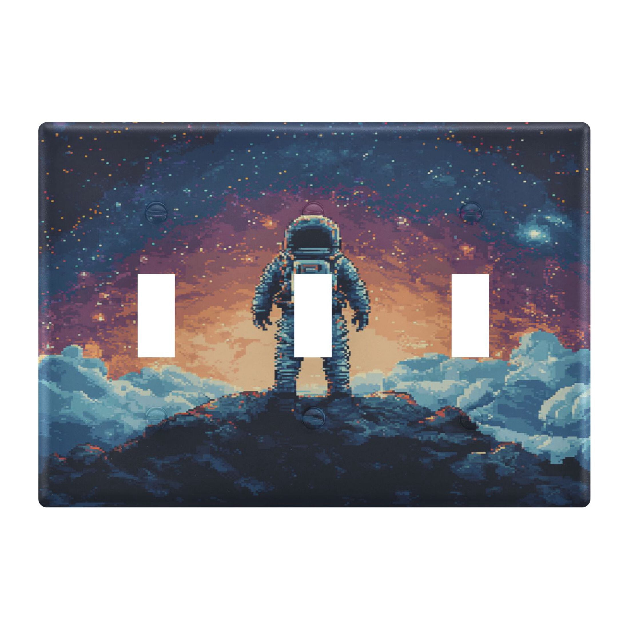 Astronaut Clouds Space Pixel Style Light Switch Cover Electrical Outlet ...