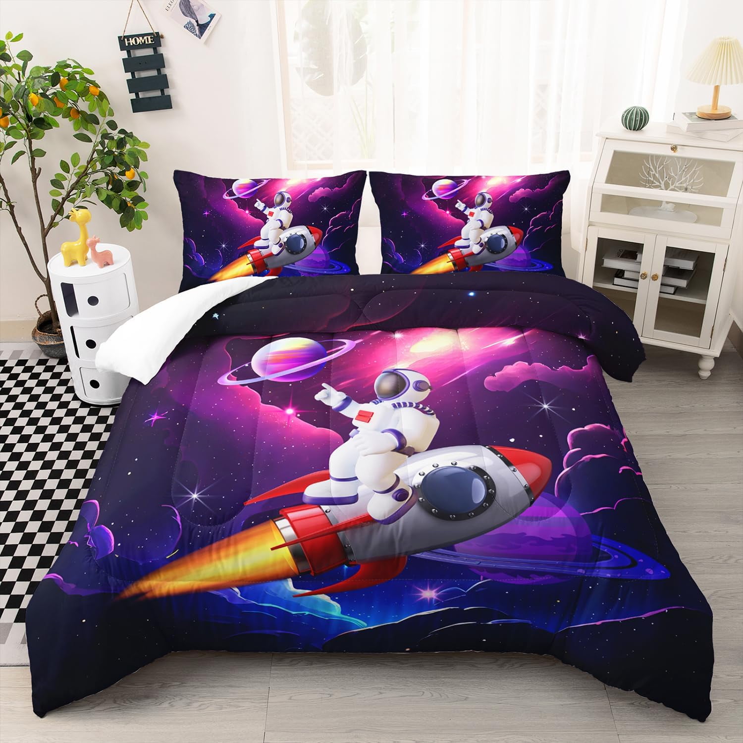 Astronaut Comforter Set Full Size, Astronaut Space Rocket Bedding Set ...