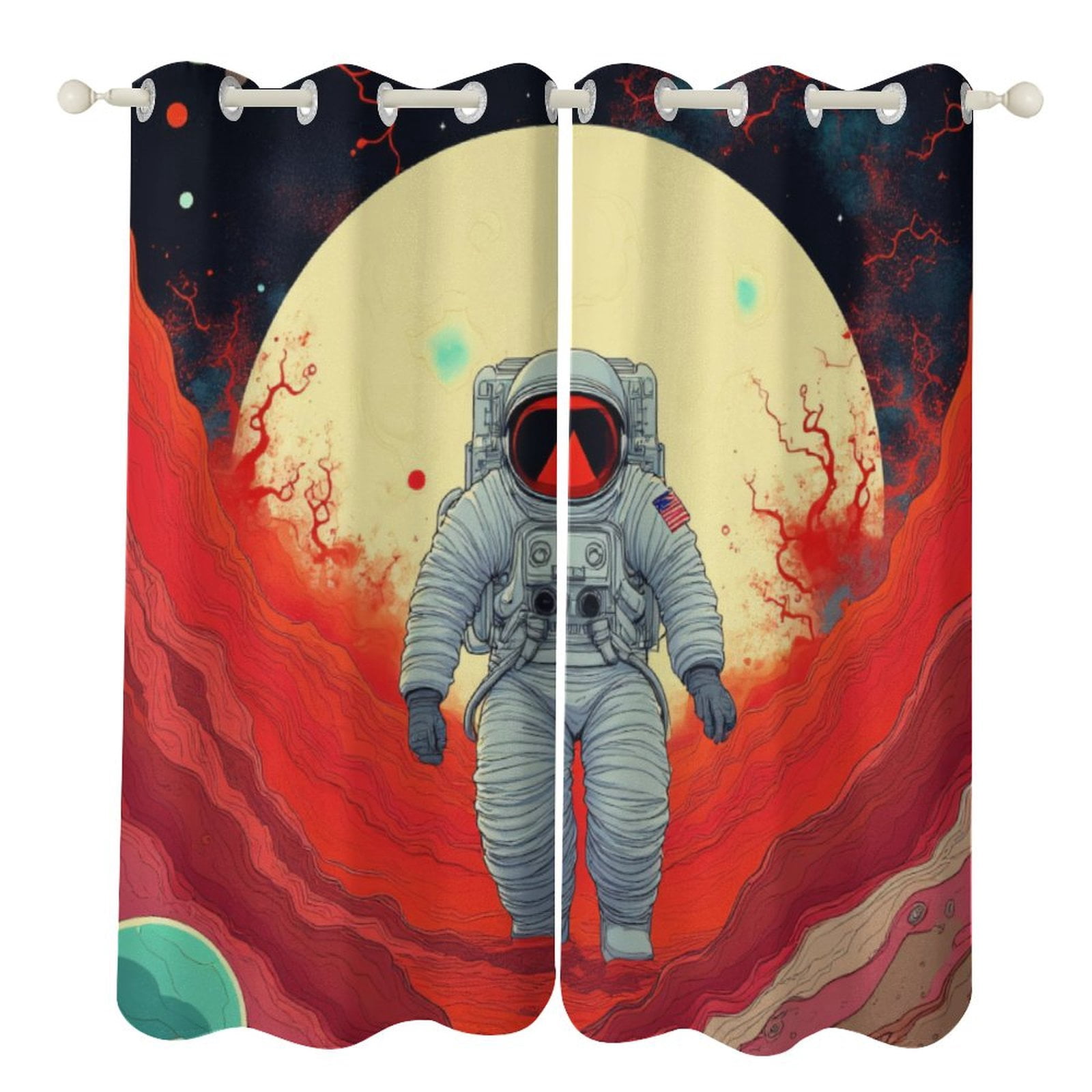 Astronaut Cosmic Adventure 2 Panels 3D Printing Pattern Curtain for ...