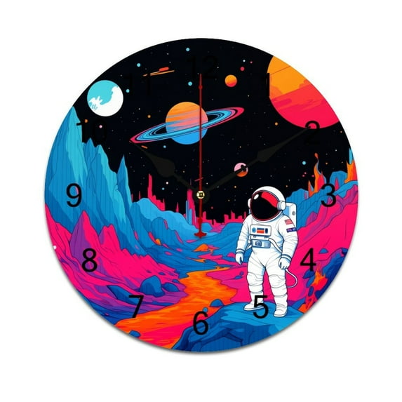Astronaut Cosmic Adventure Time Decorative Wall Clocks Round Large Wall ...