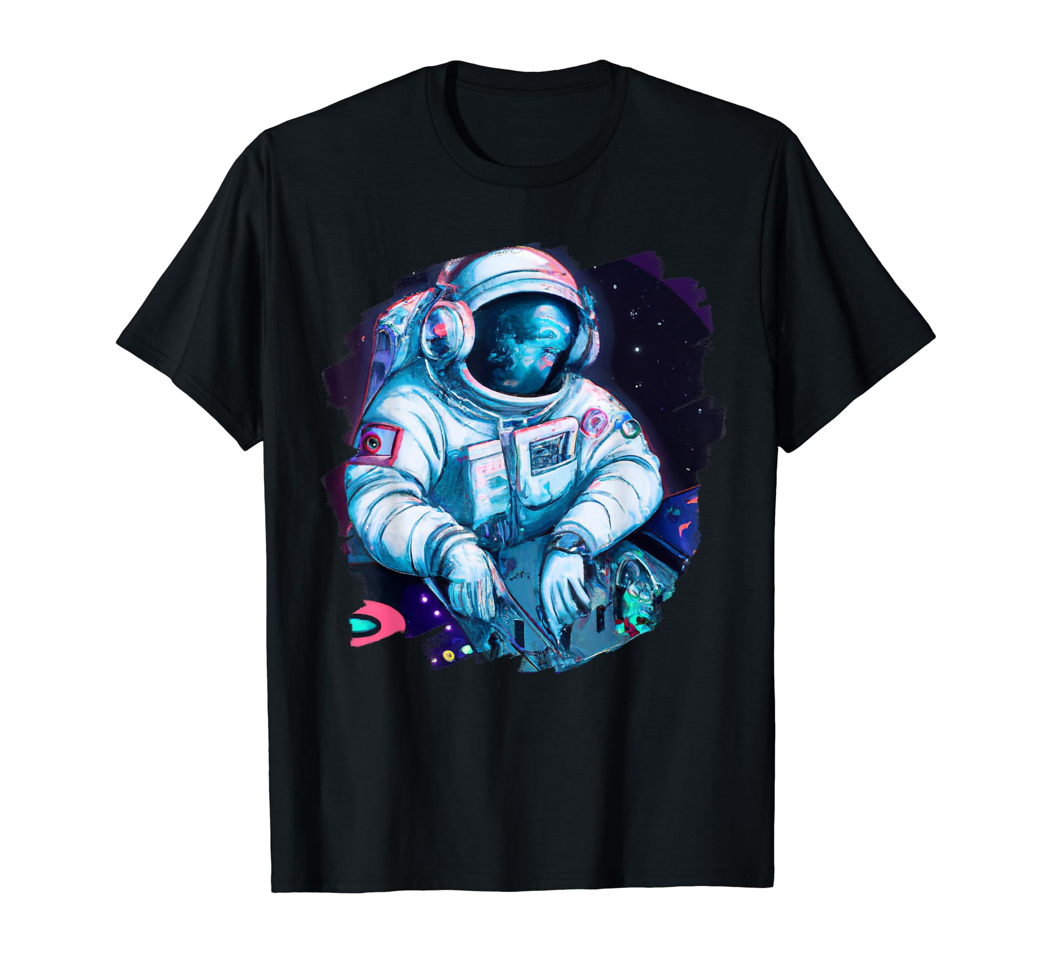 Astronaut DJ Record Techno Music Cool Astronauts Space Black T-Shirt ...