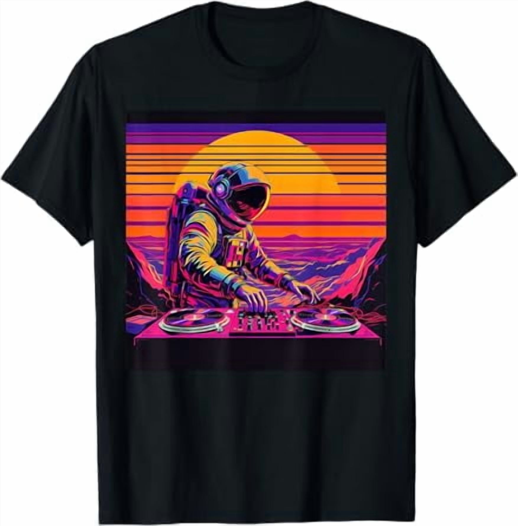 Astronaut DJ Techno House Music Rave Vaporwave Retro EDM T-Shirt ...